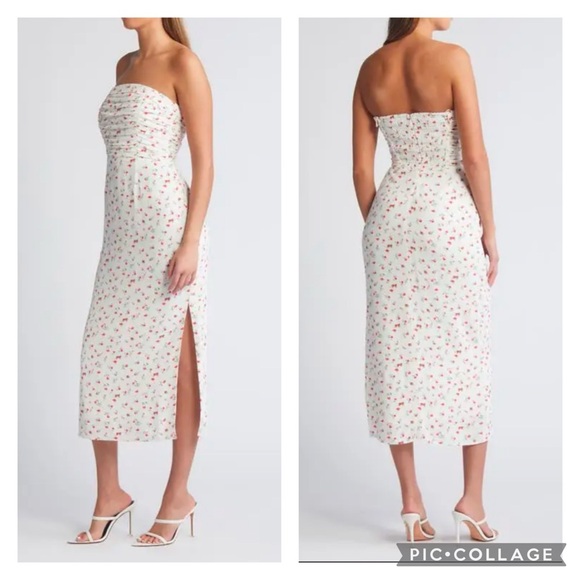 Wayf | Dresses | 5 Wayf 99 Birdie Ruched Strapless Midi Dress In Ivory ...